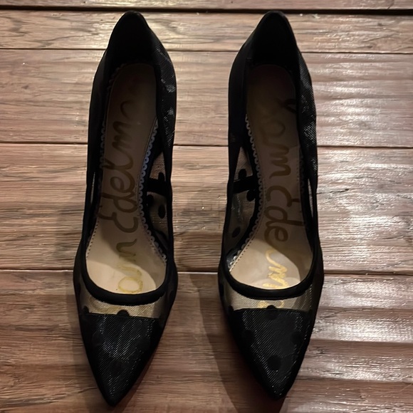 Sam Edelman | Shoes | Sam Edelman Hazel Black Dotted Mesh Pumps | Poshmark